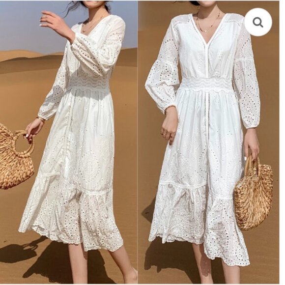o.p.t | Dresses | Opt One Pretty Time Small Midi White Floral Eyelet ...